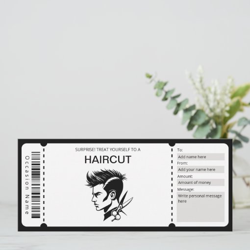 Barber Voucher Template, Haircut Gift Certificate Invitation | Zazzle