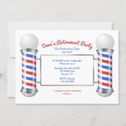 Barber's Pole Retirement Party Invitation | Zazzle