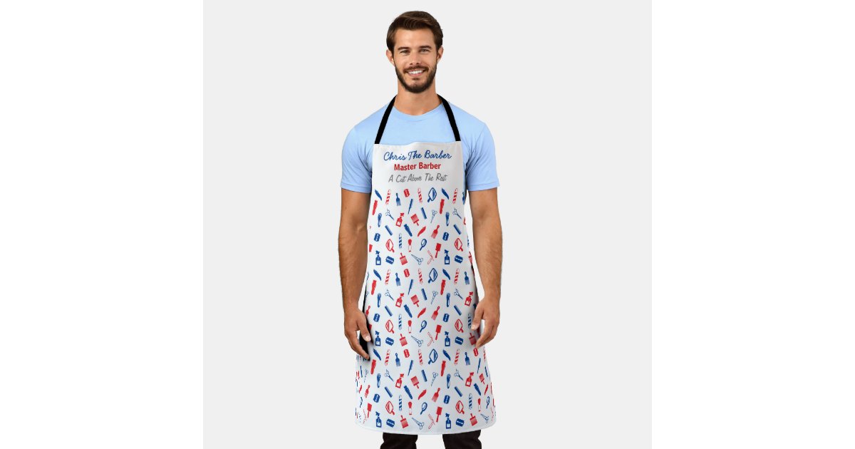 Barbershop (Barber pole and clippers) Apron | Zazzle