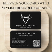 Barbershop Barber QR Code Black Business Card | Zazzle