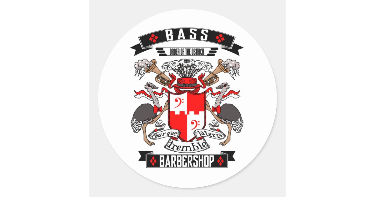 Barbershop Bass Coat Of Arms Classic Round Sticker Zazzle