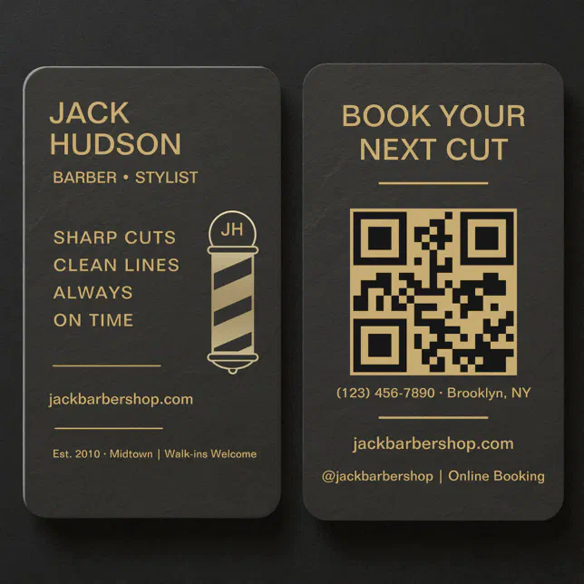 Barbershop Black Slate Stone Barber Haircut Business Card | Zazzle