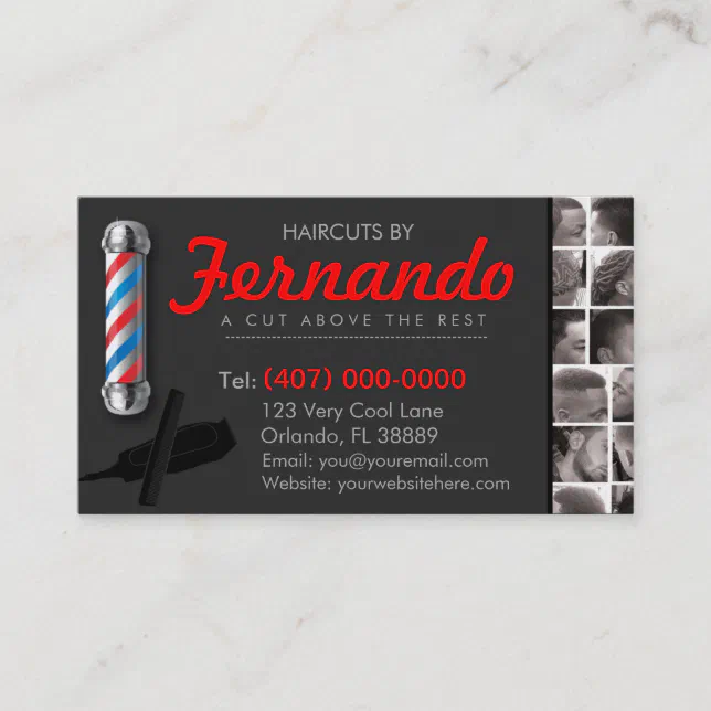 Barbershop Business Card-Barber pole, clippers com Business Card | Zazzle