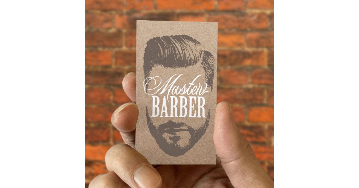 Barbershop Master Barber Rustic Kraft Hair #2 Business Card | Zazzle