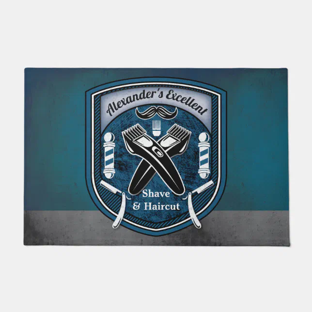 Barbershop Shave & Haircut Entrance Door Mat | Zazzle