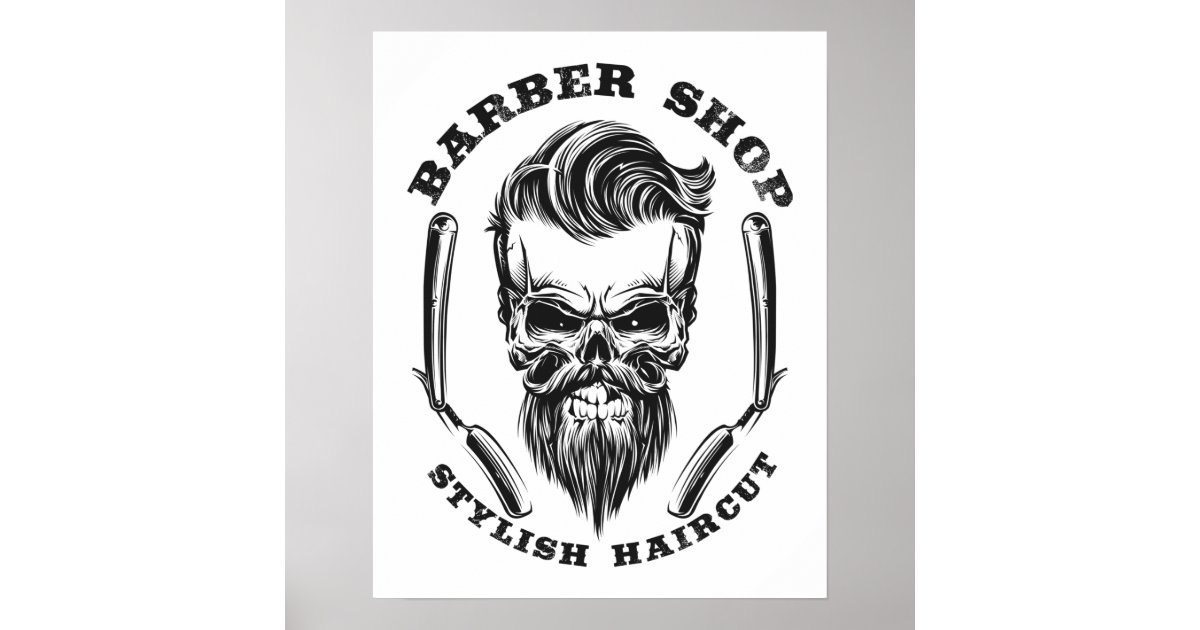 Barbershop Skull Poster | Zazzle
