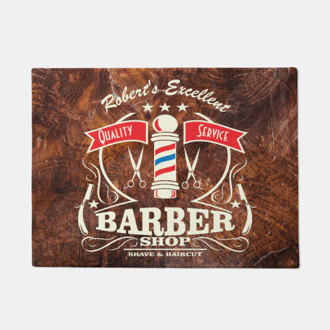 Barbershop Stylist Barber Modern Entrance Door Mat | Zazzle
