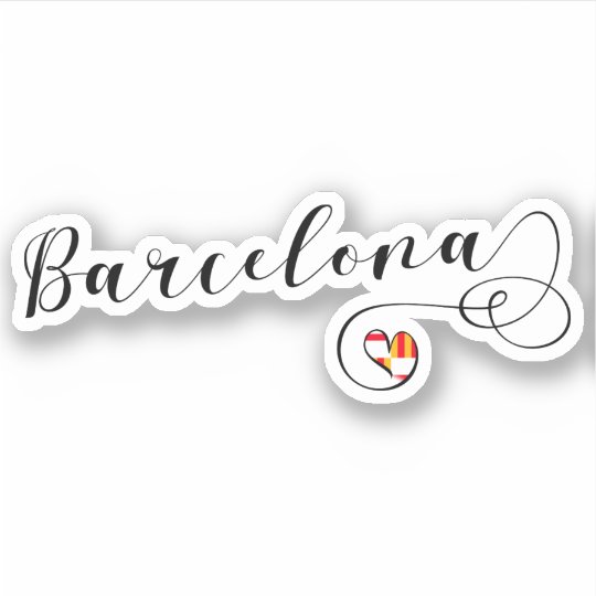 Barcelona Heart Flag Sticker | Zazzle.com