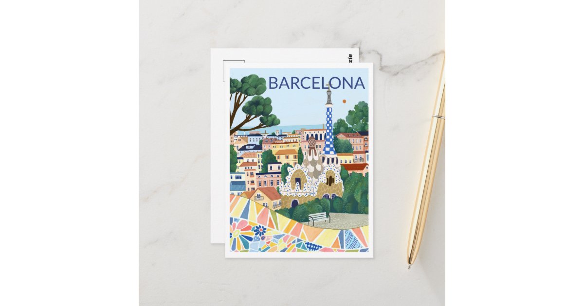 Barcelona Illustration Postcard | Zazzle
