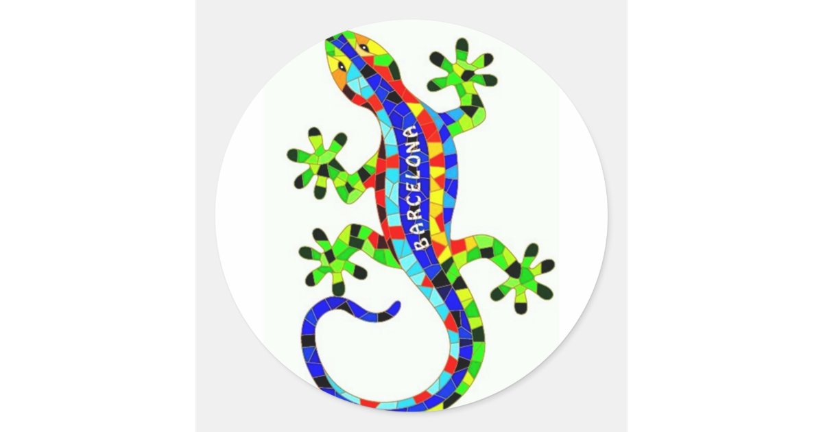 Barcelona lizard classic round sticker | Zazzle
