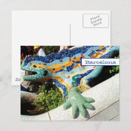 Barcelona Lizard Hand Mosaics Postcard | Zazzle