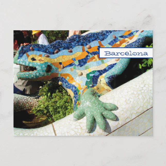 Barcelona Lizard Hand Mosaics Postcard | Zazzle
