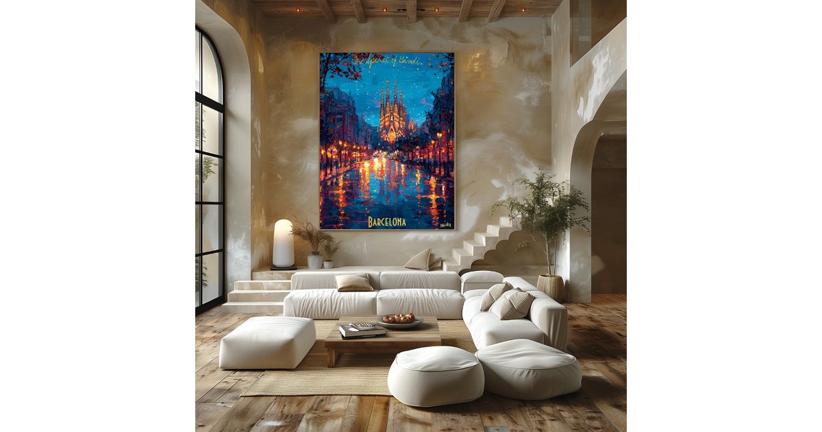 Barcelona Nights - Sagrada Familia Reflections Poster | Zazzle
