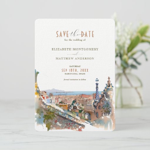 Barcelona Save The Date Destination Spain España I Invitation | Zazzle