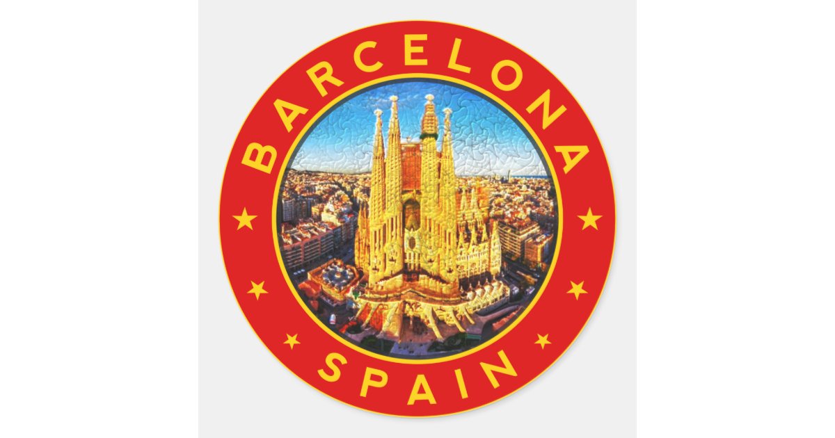 Barcelona Spain Classic Round Sticker | Zazzle