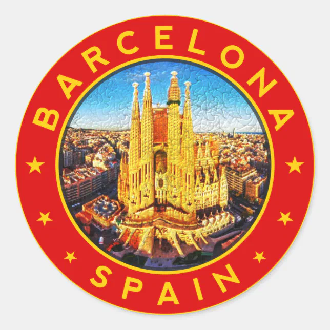 Barcelona Spain Classic Round Sticker | Zazzle