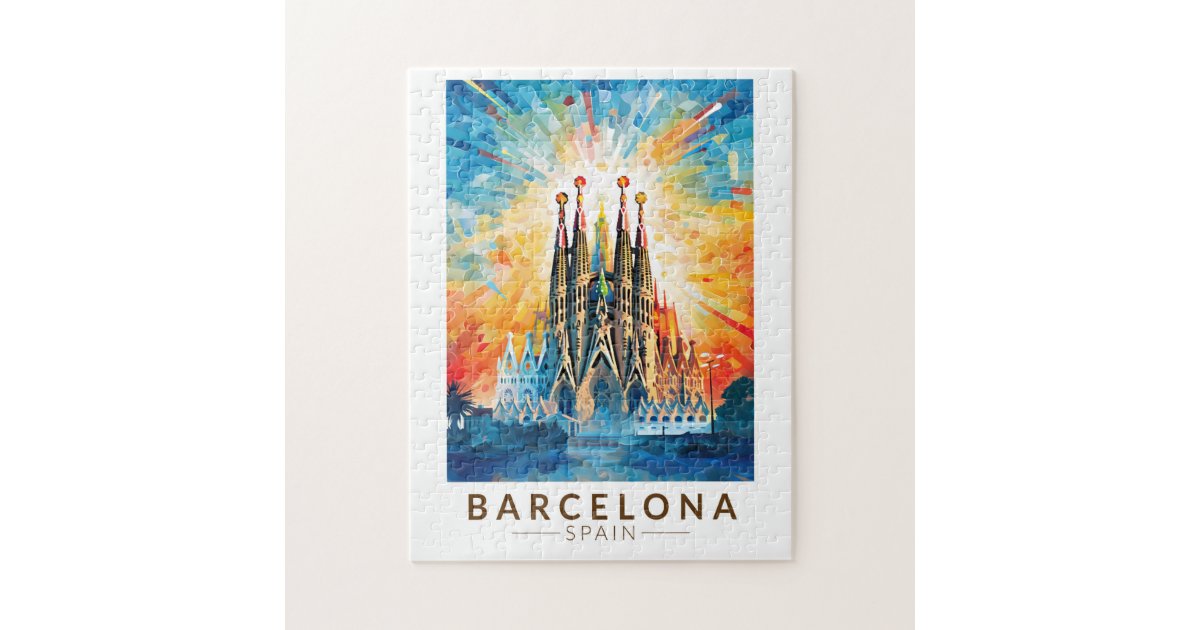 Barcelona Spain La Sagrada Familia Travel Art Jigsaw Puzzle | Zazzle
