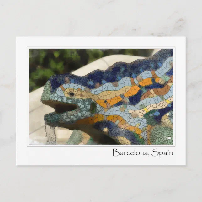 Barcelona Spain Parc Guell Mosaic Lizard Postcard | Zazzle