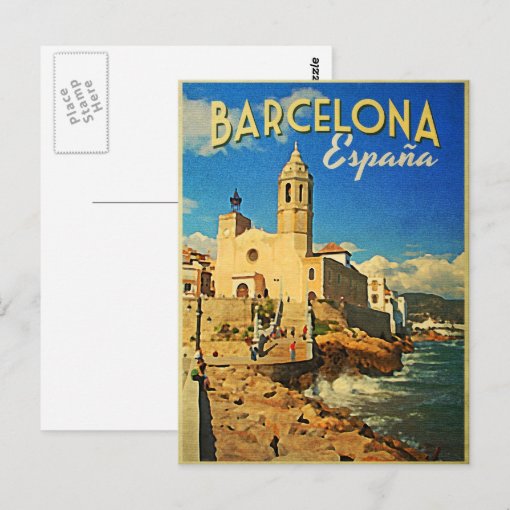 Barcelona Spain Vintage Travel Postcard | Zazzle