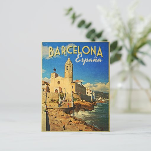 Barcelona Spain Vintage Travel Postcard | Zazzle
