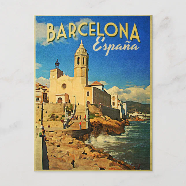 Barcelona Spain Vintage Travel Postcard | Zazzle