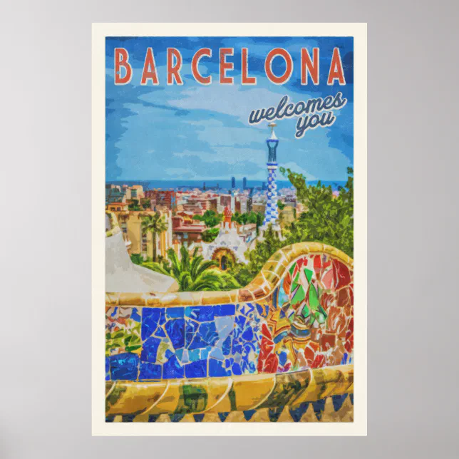 Barcelona Vintage Travel Photographic Poster | Zazzle