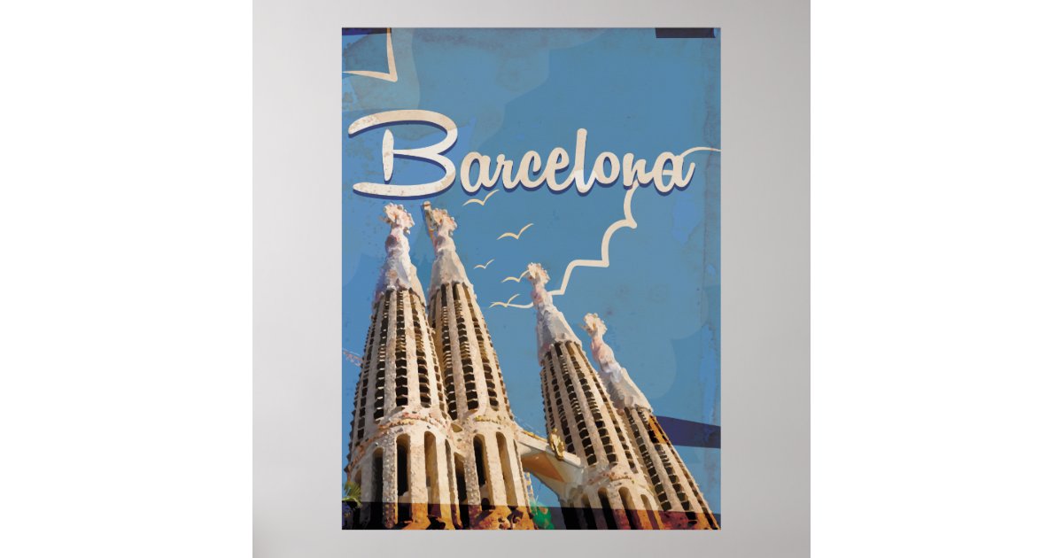 Barcelona Vintage Travel poster | Zazzle