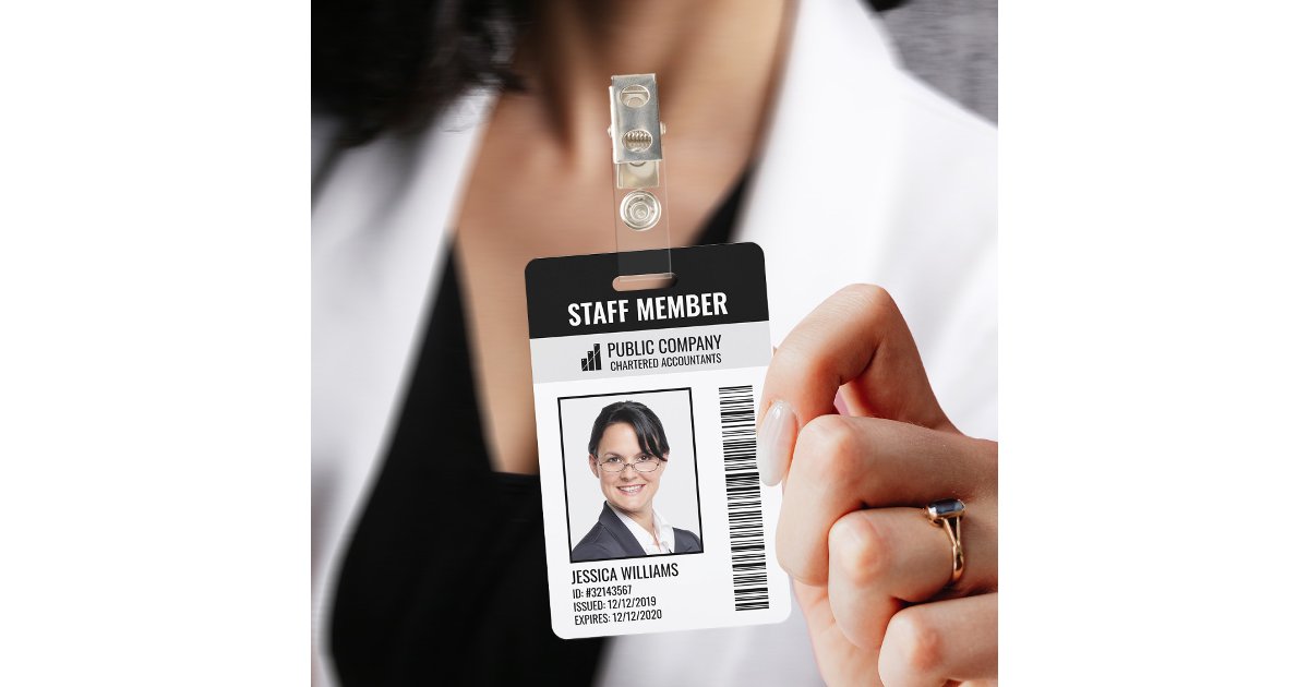 Barcode Company Logo Photo Employee ID Badge | Zazzle
