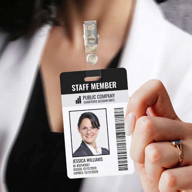 Barcode Company Logo Photo Employee ID Badge | Zazzle