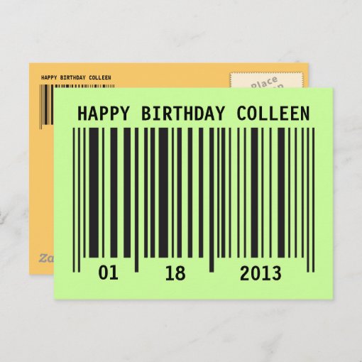 Barcode Happy Birthday postcard | Zazzle