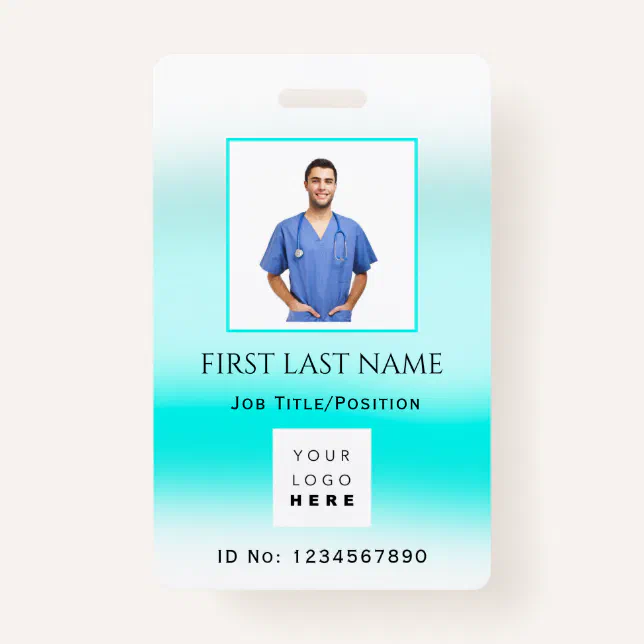 Barcode Photo ID Number Health Care Nurse Doctor Badge | Zazzle