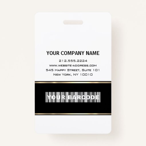 Barcode Photo Name ID Card Vertical Modern Badge | Zazzle