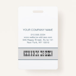 Barcode Photo Name ID Card Vertical White Logo Badge | Zazzle