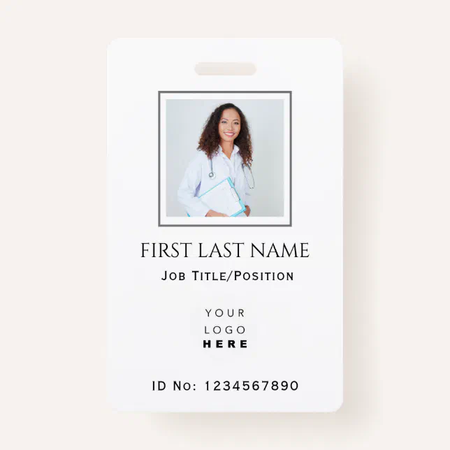 Barcode Photo Therapist Nurse Doctor Health IDCard Badge | Zazzle