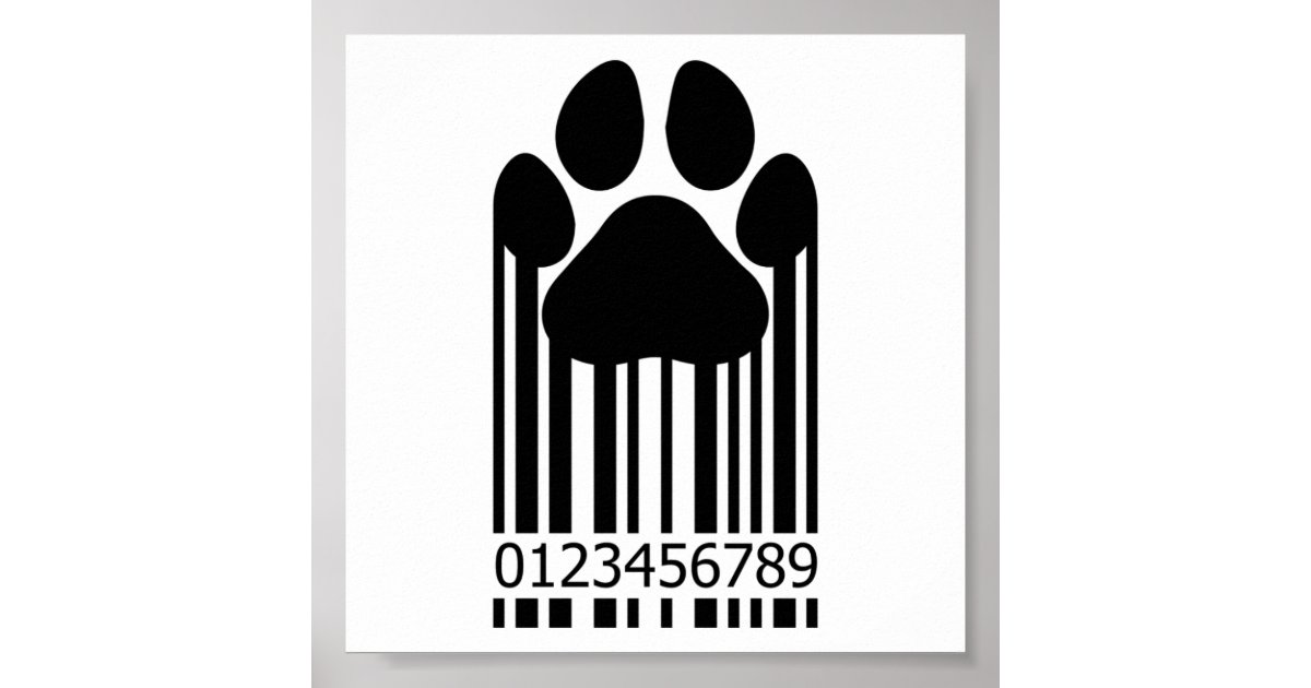 barcode-with-dog-paw poster | Zazzle