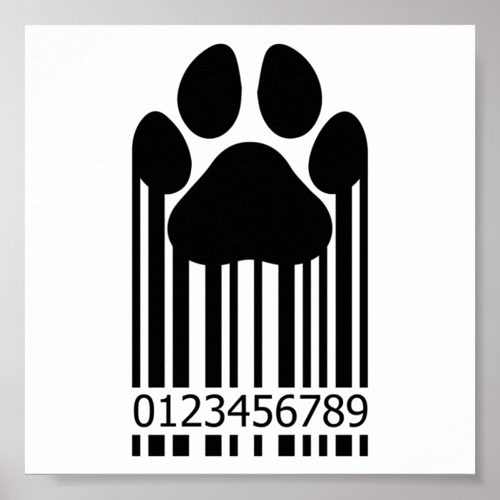 barcode-with-dog-paw poster | Zazzle.com