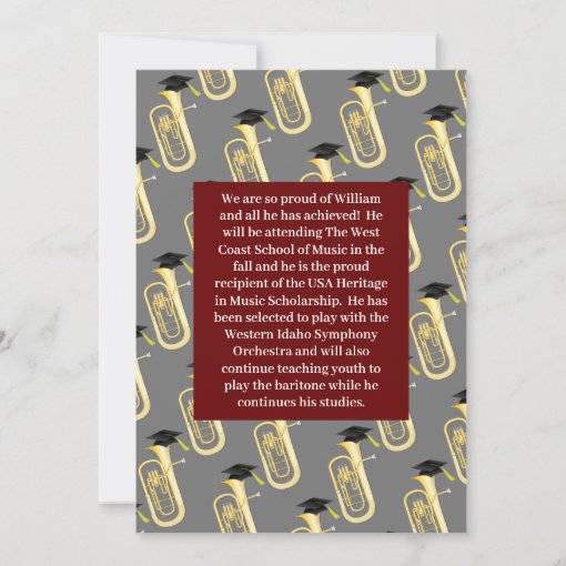 Baritone Musician Graduation Party Music Invitation | Zazzle
