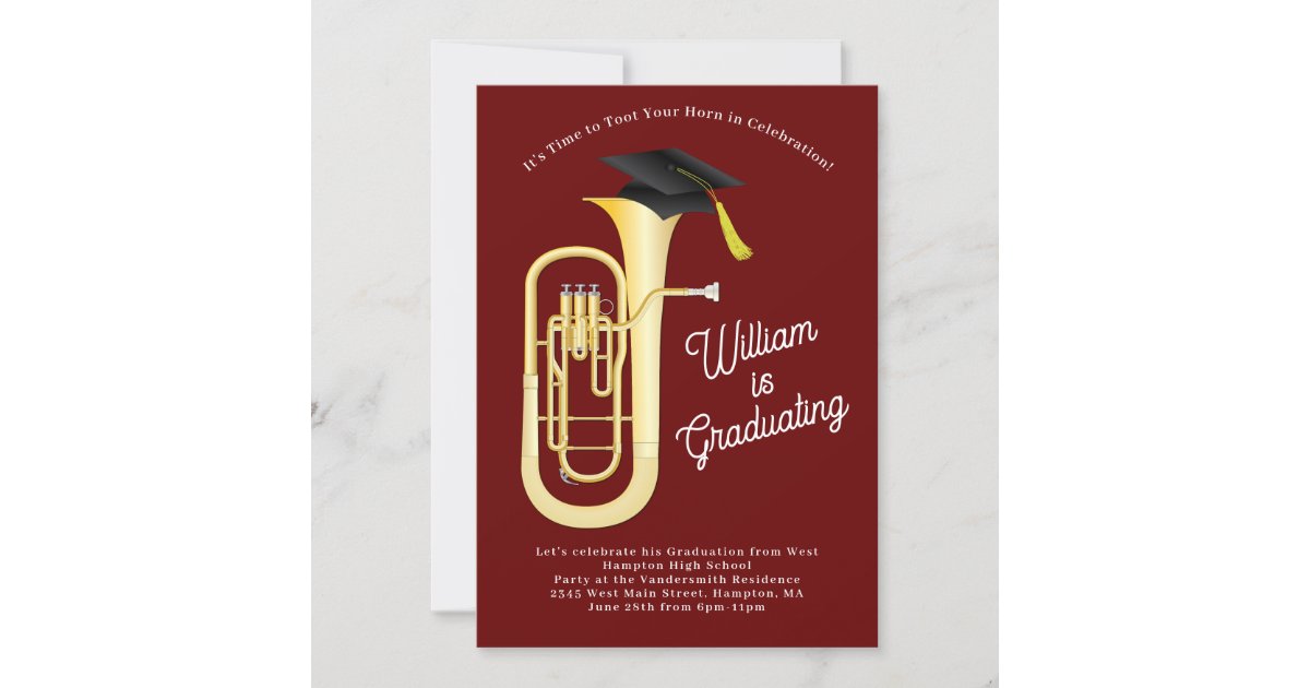 Baritone Musician Graduation Party Music Invitation | Zazzle
