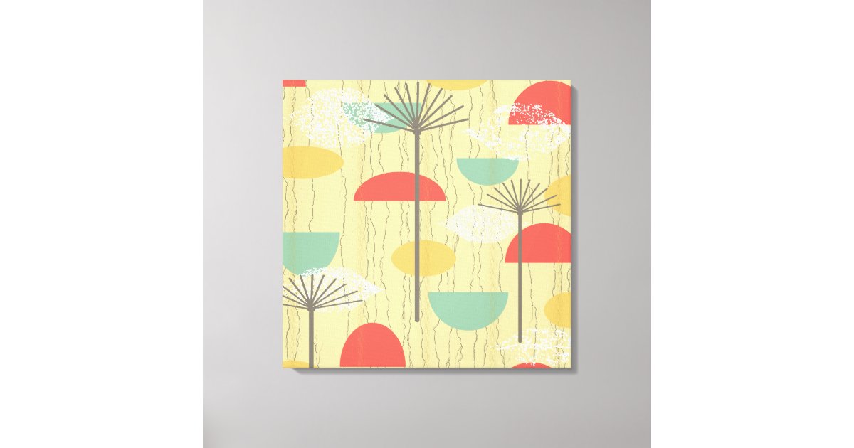 Barkcloth Abstract Flowers Canvas Print | Zazzle