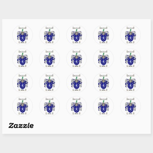 BARKER FAMILY CREST - BARKER COAT OF ARMS CLASSIC ROUND STICKER | Zazzle