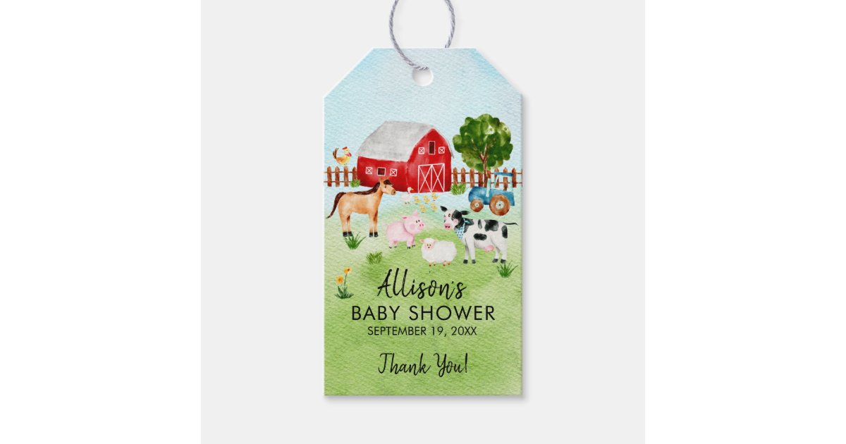 Barn Animals Baby Shower Favor Gift Tag | Zazzle