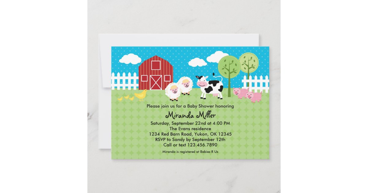 Barn Animals Baby Shower Invitation | Zazzle