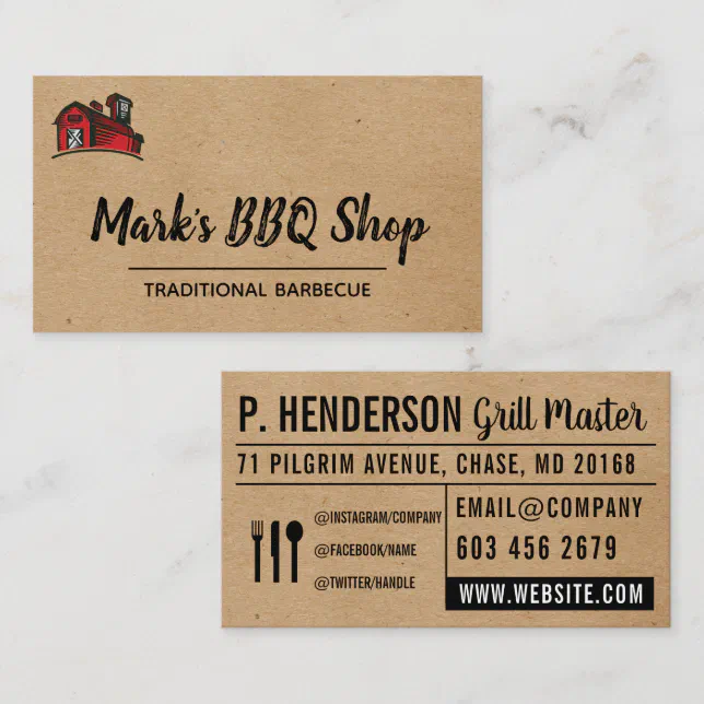 Barn BBQ Business Card | Zazzle