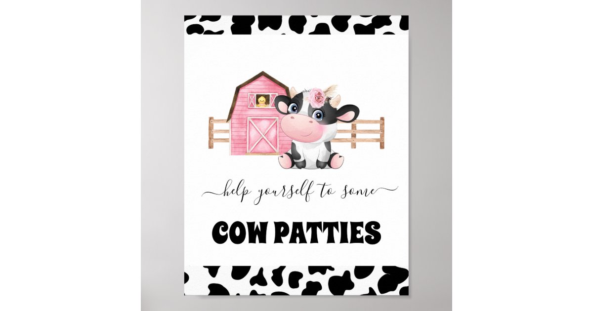 Barn Cow Print Birthday Party Sign | Zazzle