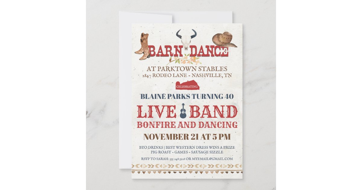 Barn Dance Party Invitation | Rodeo Cowboy Party | Zazzle