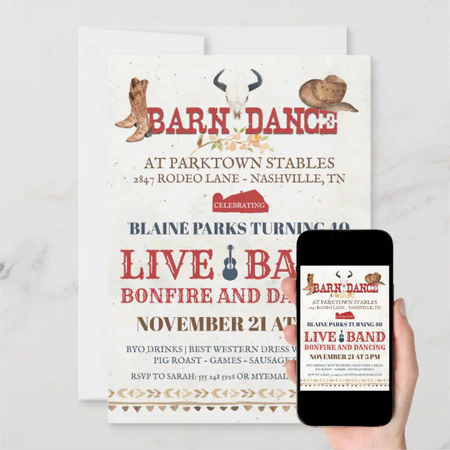 Barn Dance Party Invitation | Rodeo Cowboy Party | Zazzle