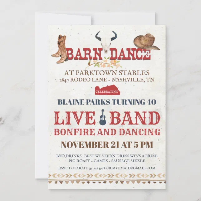 Barn Dance Party Invitation | Rodeo Cowboy Party | Zazzle