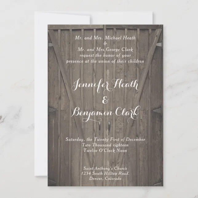 Barn Doors Wedding Invitation | Zazzle