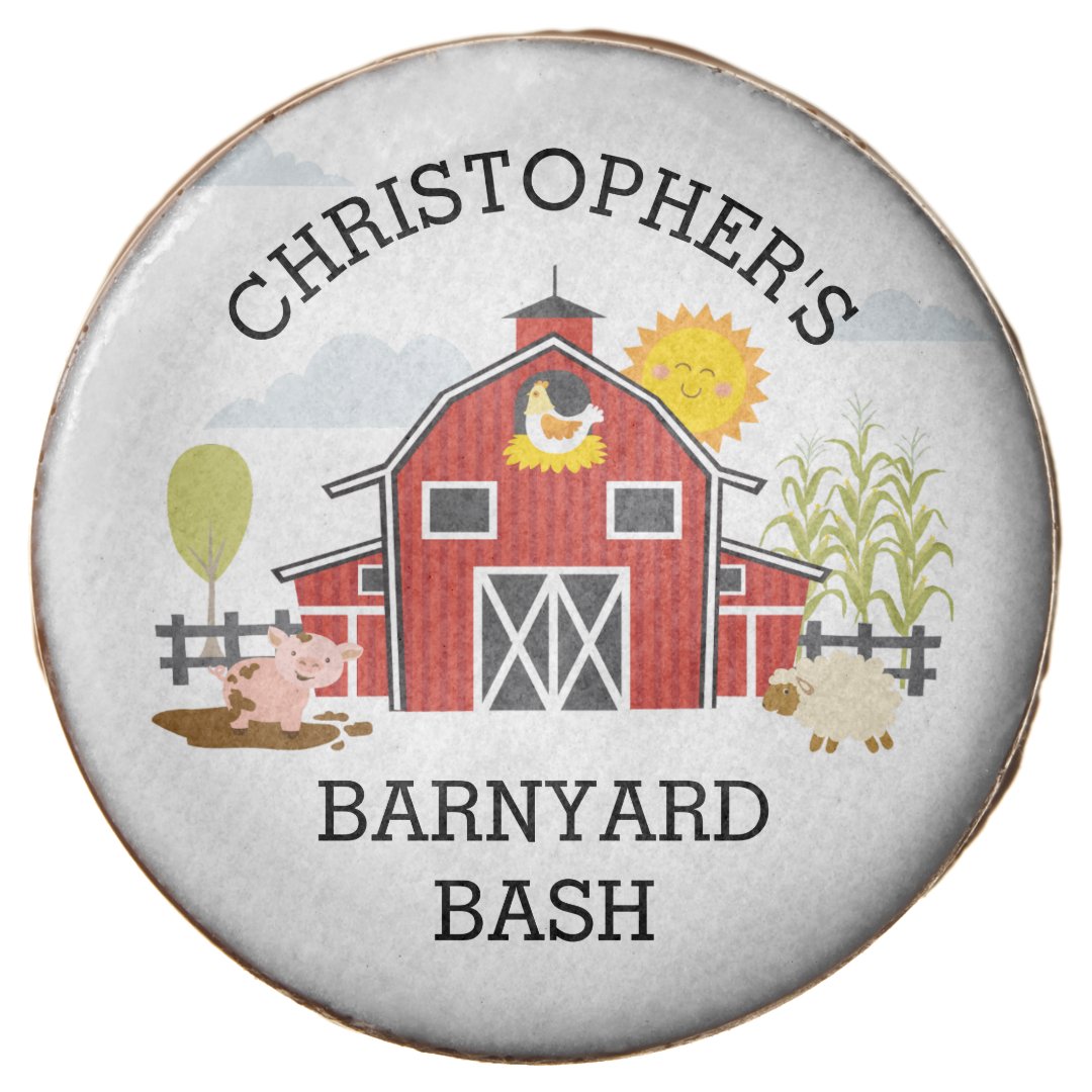 Barn Farm Kids Birthday Party Favor Cookie | Zazzle