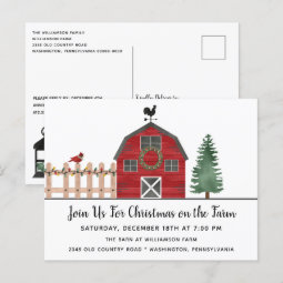 Barn Farm Rustic Country Christmas Invitation | Zazzle